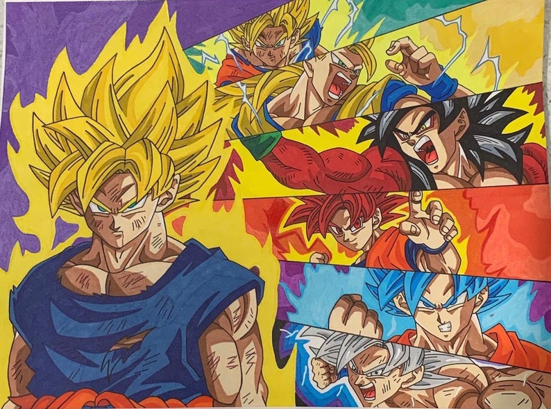 Anime Dragon Ball Z Goku Transformations as a PRINT Art - Etsy