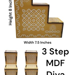 MDF Detachable 3 and 5 Steps Golu Padi and Diya Stand Handicrafted for ...