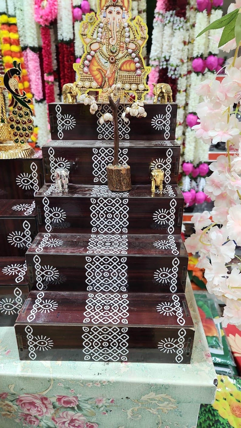 MDF Detachable 3 and 5 Steps Golu Padi and Diya Stand Handicrafted for ...