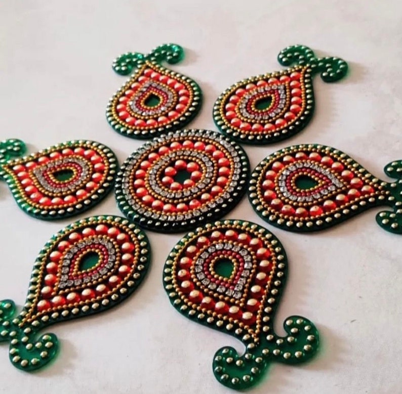 Acrylic 7-piece Dual Tone Rangoli, Reusable Rangoli Set Rangoli ...