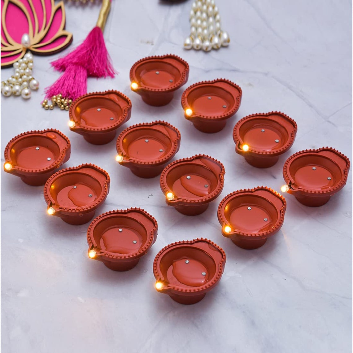 Diwali Battery Diya, LED Light Electronic Water Sensor Diya for Home ...