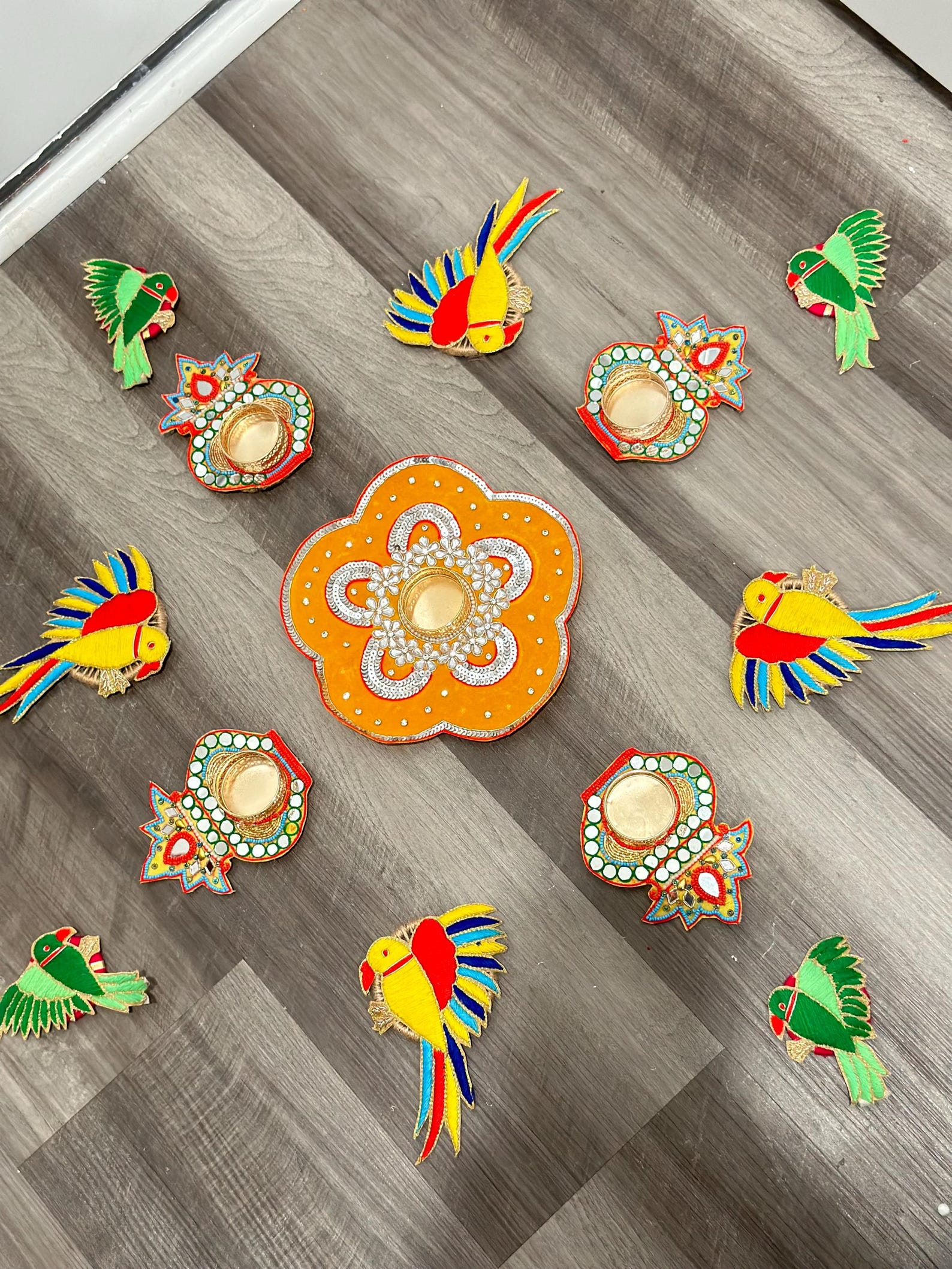 Heavy Rangoli Set Tea Light Holder Set|decorative Rangoli Dipak ,home ...