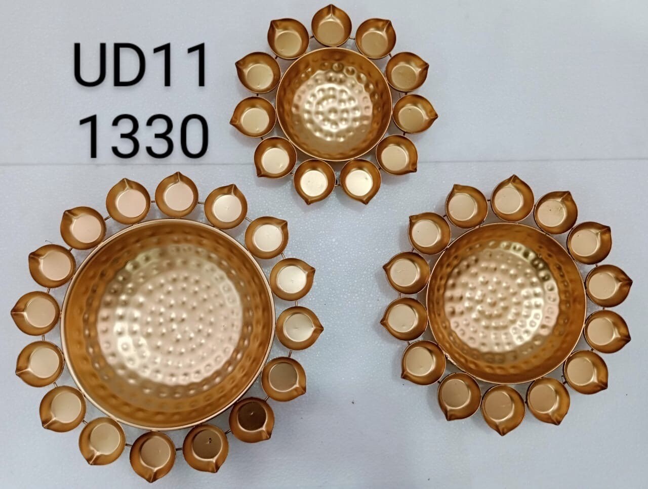 Design Round Gold Color Diya Urli set of 3 Decorative Bowls - Etsy
