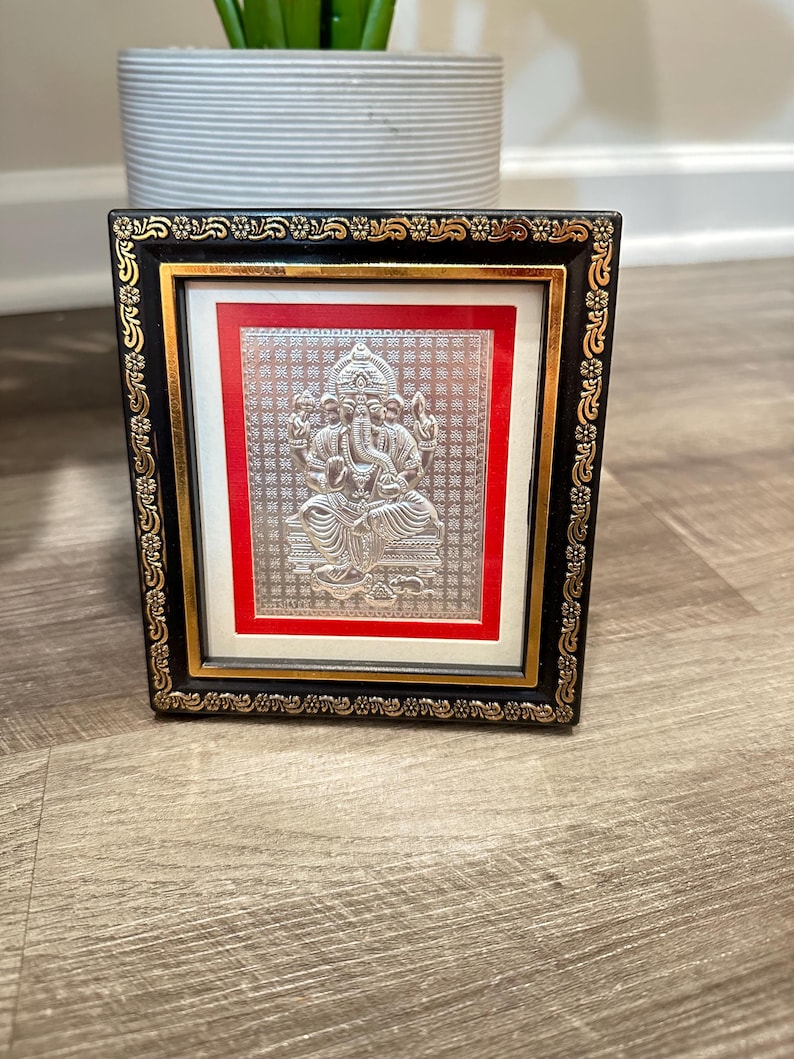 999 Pure Silver Ganesh Photo Frame, Indian God Silver Frame, Ornate ...