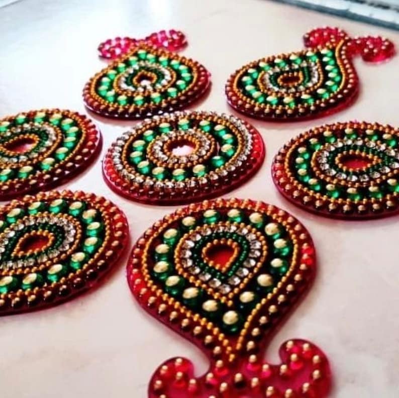 Acrylic 7-piece Dual Tone Rangoli, Reusable Rangoli Set Rangoli ...