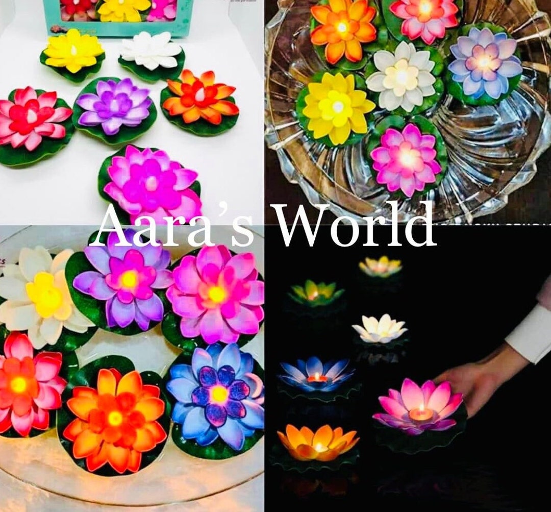 LED Floating Lotus Flower – Diwali Water Sensor Lamp - Etsy