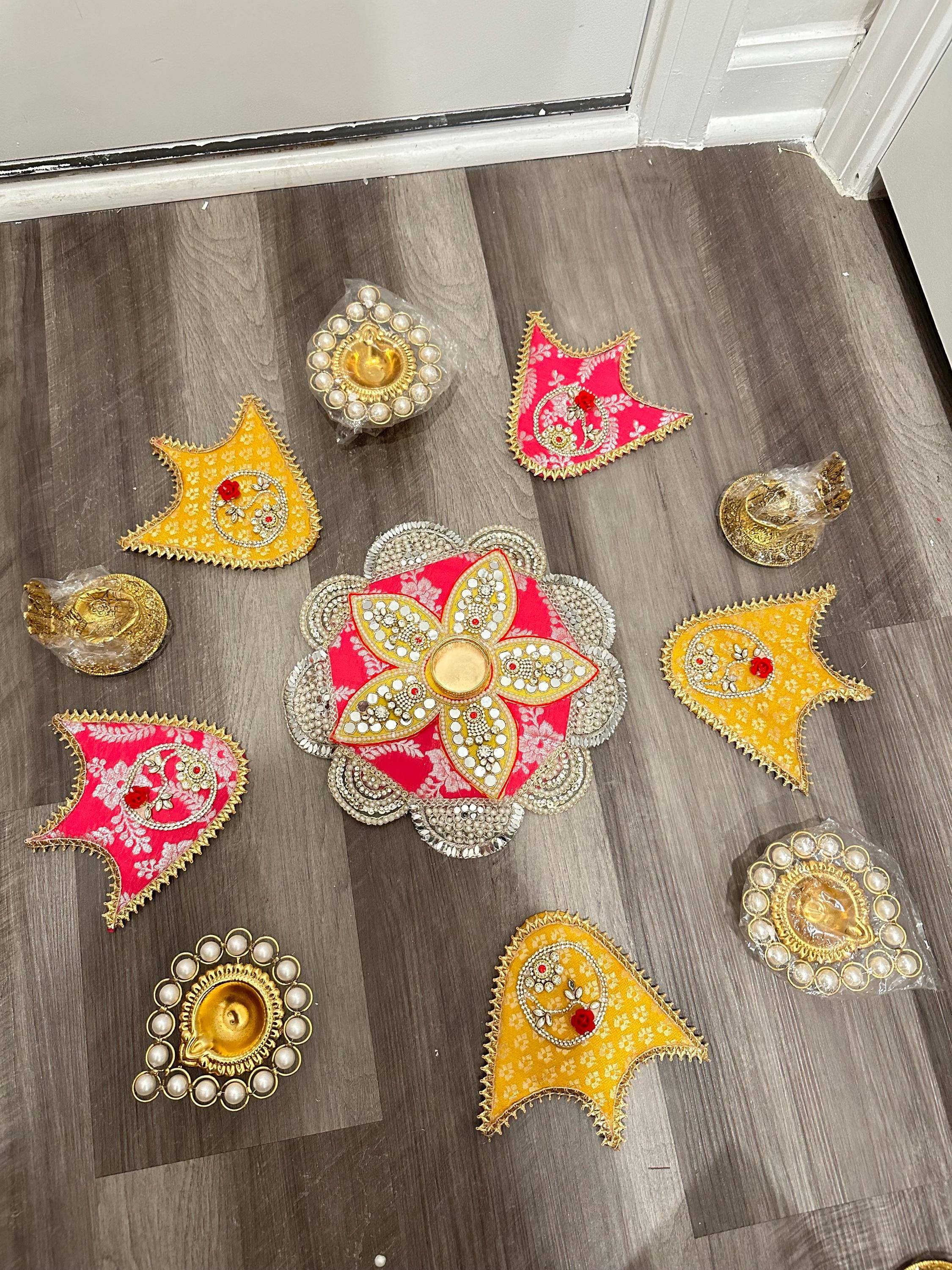 Heavy Rangoli Set Tea Light Holder Set|decorative Rangoli Dipak ,home ...