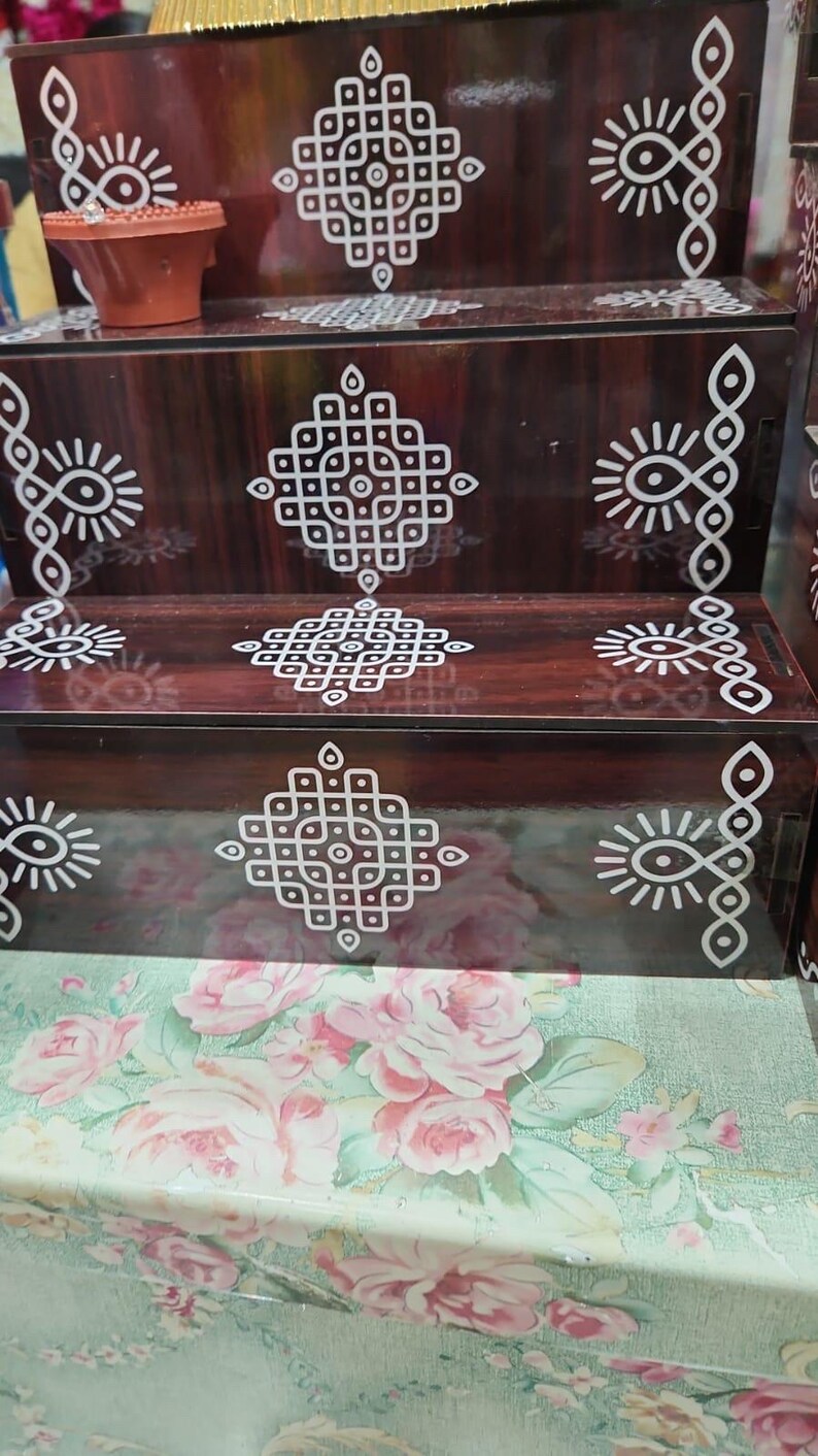 MDF Detachable 3 and 5 Steps Golu Padi and Diya Stand Handicrafted for ...