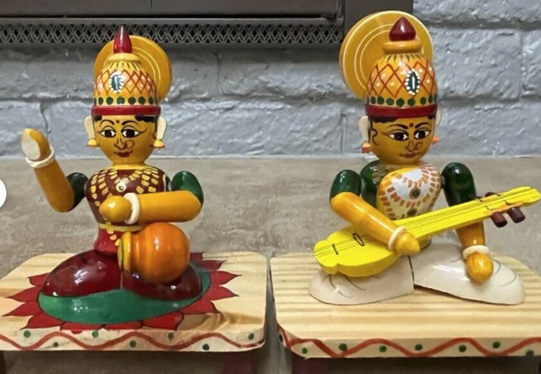 Etikoppaka Ashtalaxmi Saraswati Idol With Veena, Indian Decor - Etsy