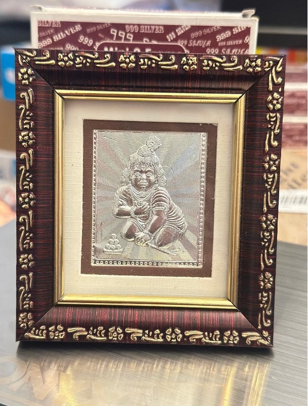 999 Pure Silver Ganesh Photo Frame, Indian God Silver Frame, Ornate ...