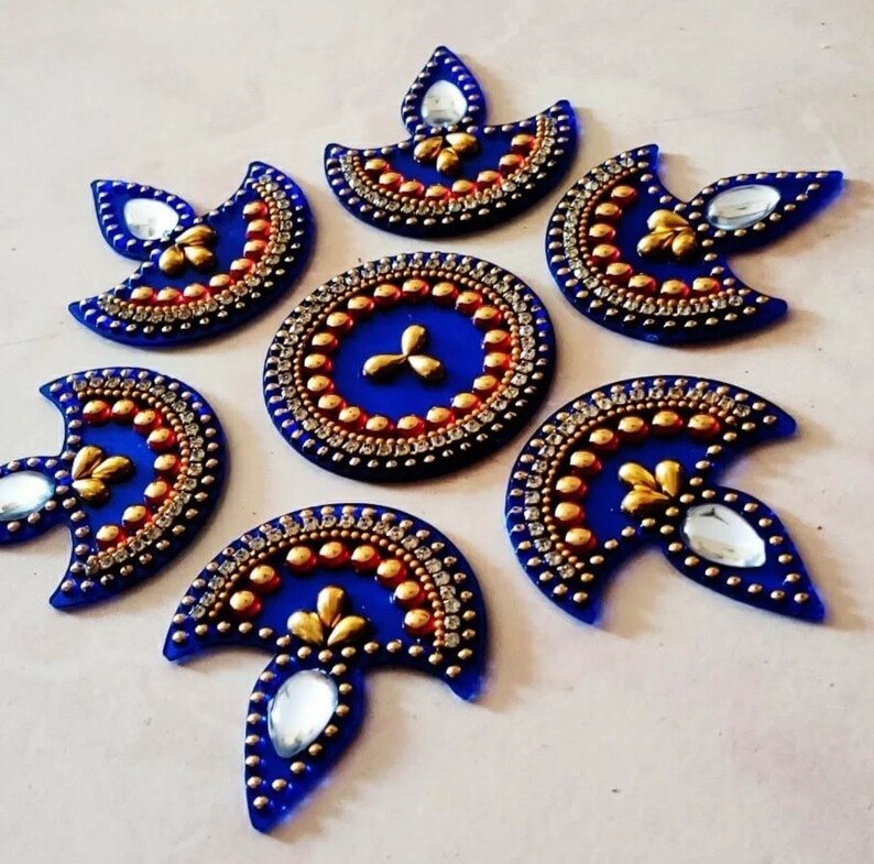 Acrylic 7-piece Dual Tone Rangoli, Reusable Rangoli Set Rangoli ...