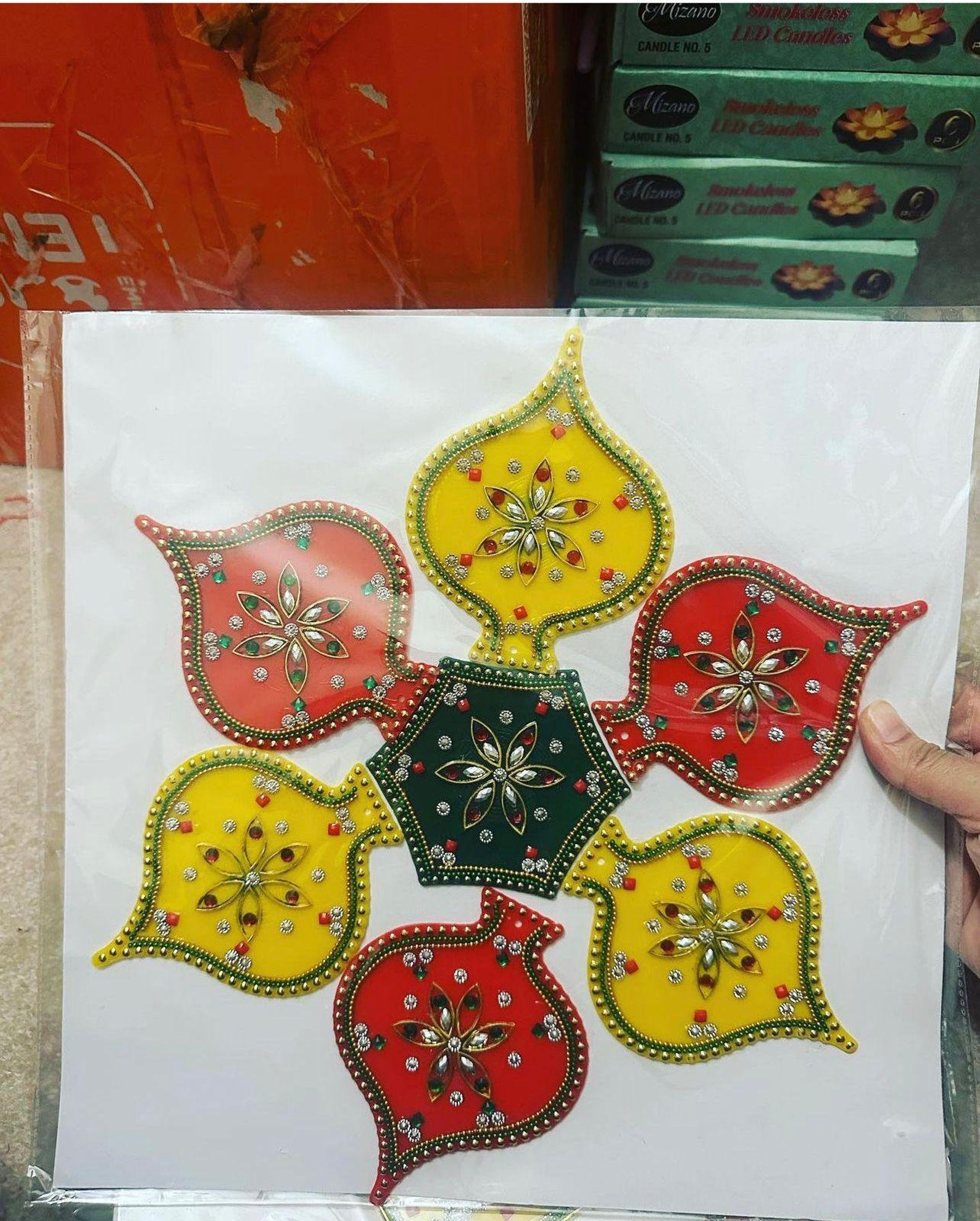 Acrylic 7-piece Dual Tone Rangoli, Reusable Rangoli Set Rangoli ...