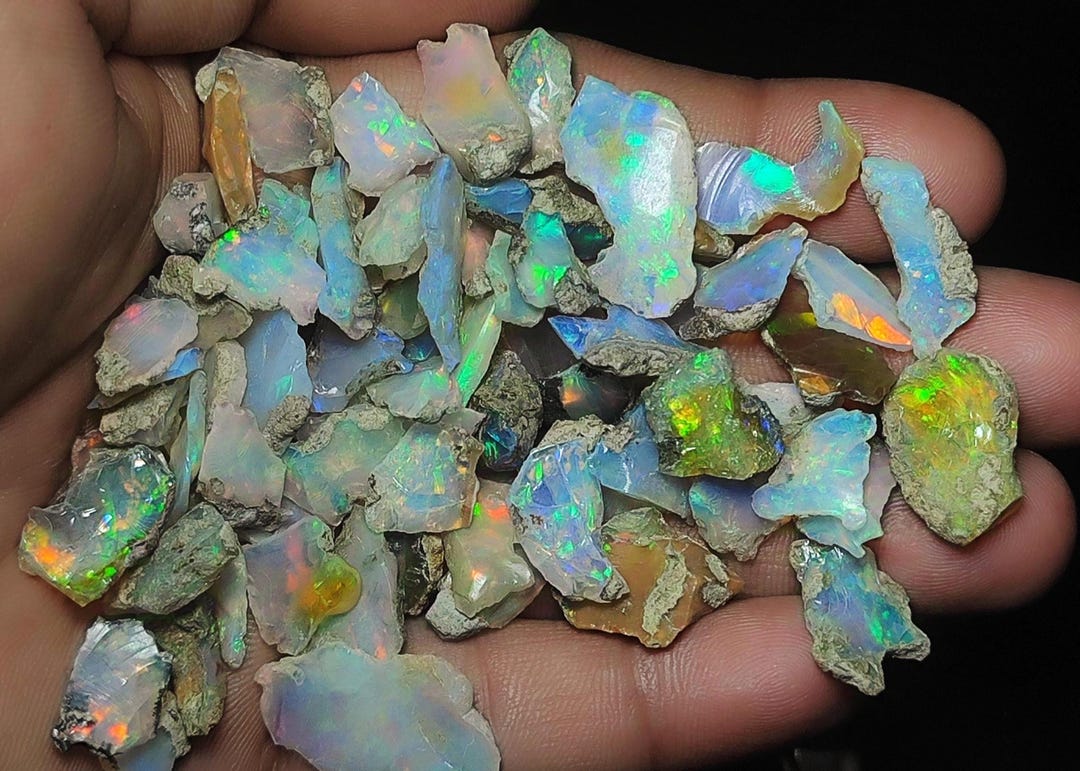 Ethiopian Opal Rough Chips AAA Quality Natural Opal Raw Slice Welo Fire ...