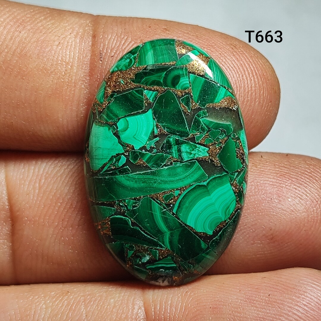 Natural Copper Malachite Oval Shape Cabochon, Copper Malachite Gemstone ...
