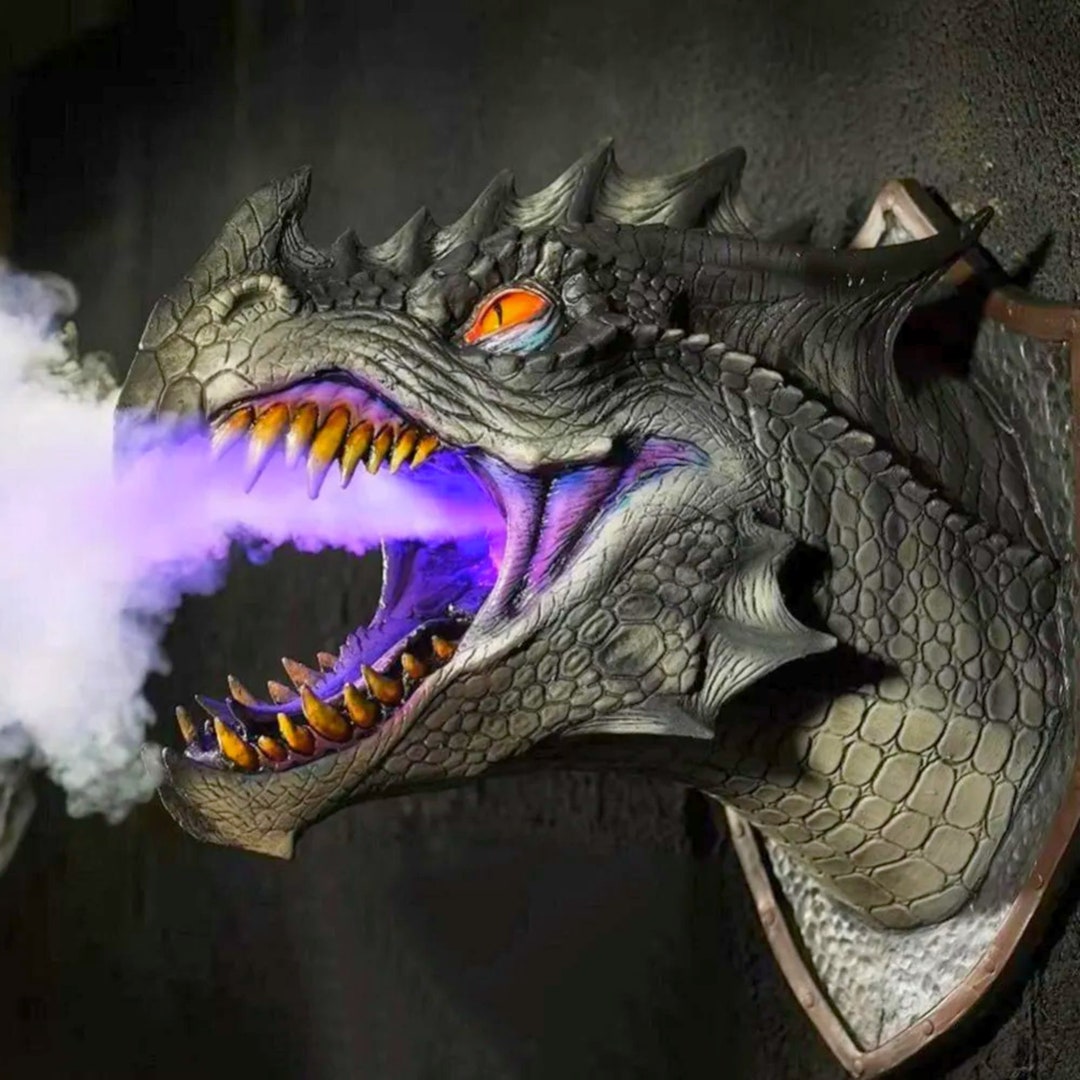 Dragon Head Wall Mount 3D LED Realistic Dragon Statue - Etsy