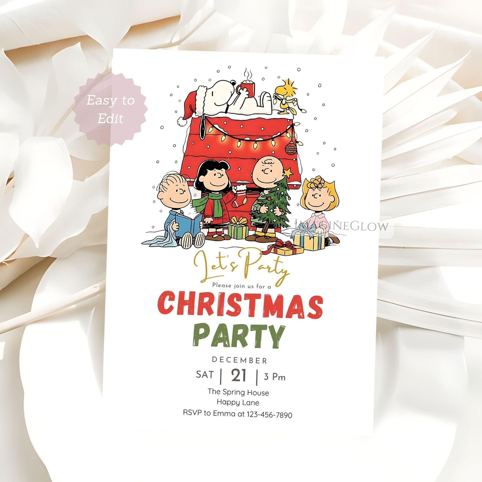 Snoopy Christmas Party Invitation, Peanuts Birthday Party Invite ...