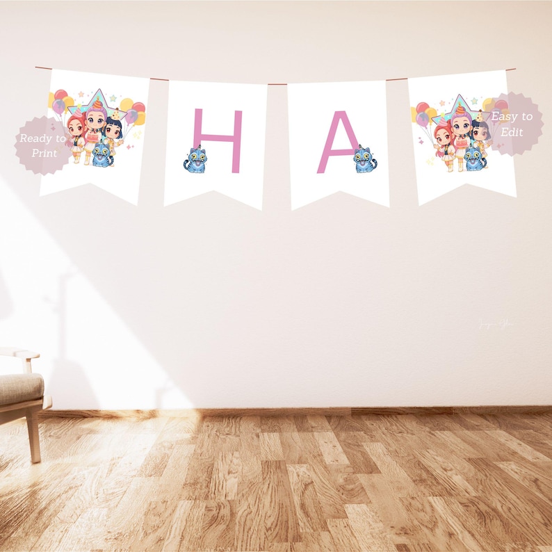 Kpop Demon Hunters Birthday Banner Bunting: Huntrix Printable Banner - Etsy