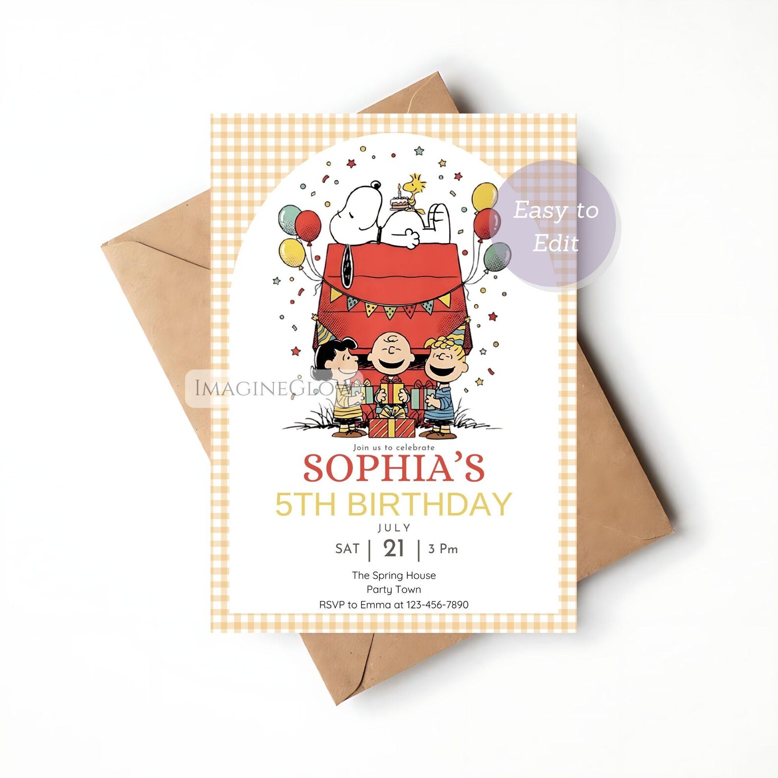 Snoopy Birthday Invitation: Editable Peanuts Dog Party Invite Template ...