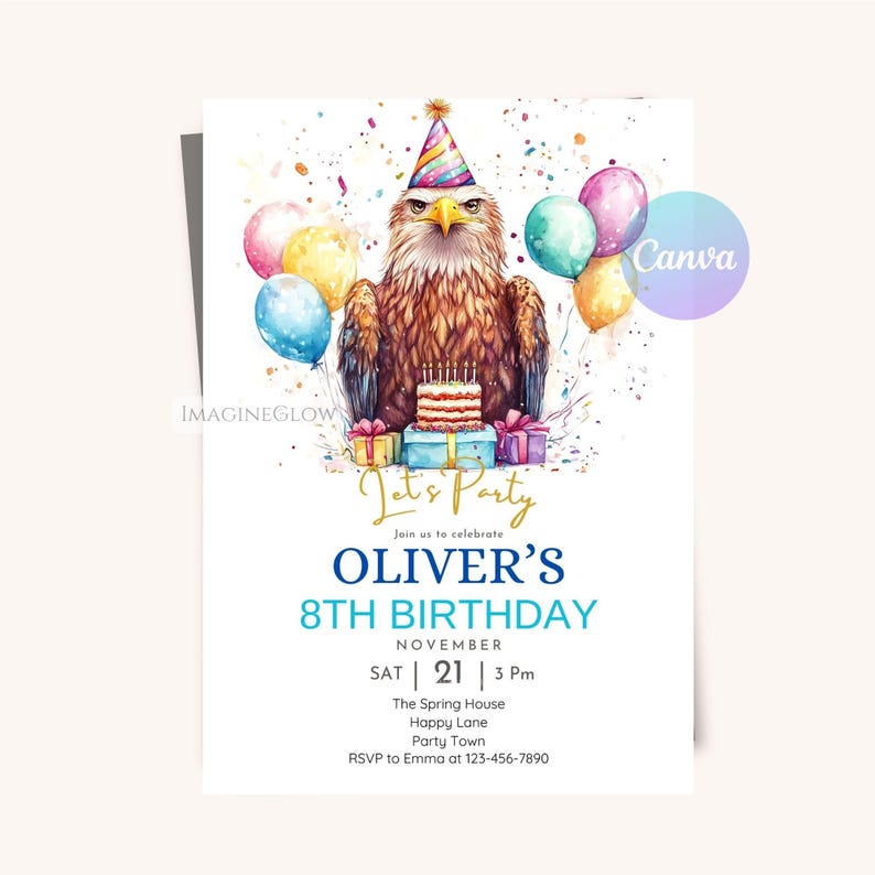 Eagle Birthday Invitation: Majestic Wildlife Party (digital Download ...