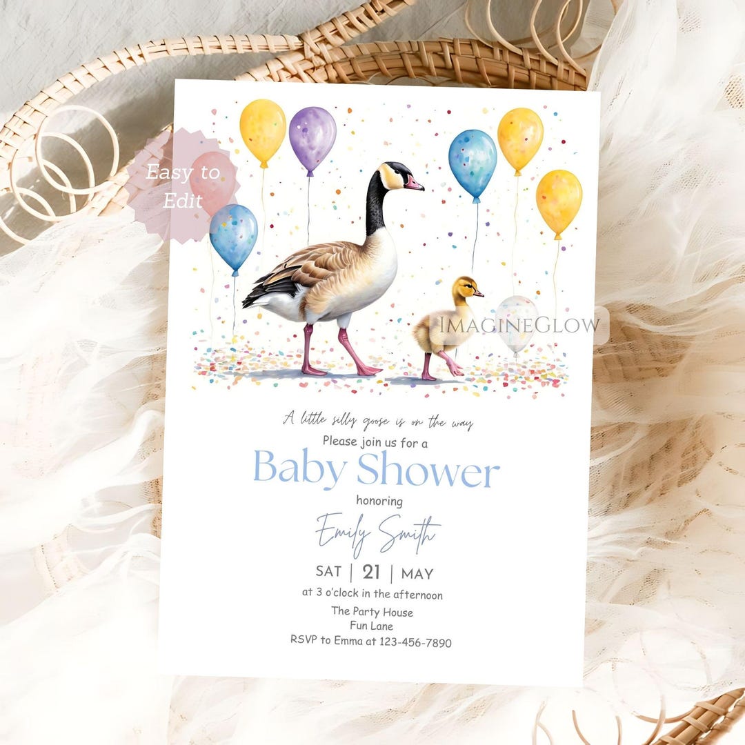 Silly Goose Baby Shower Invitation Gender Neutral Baby Shower Gosling ...