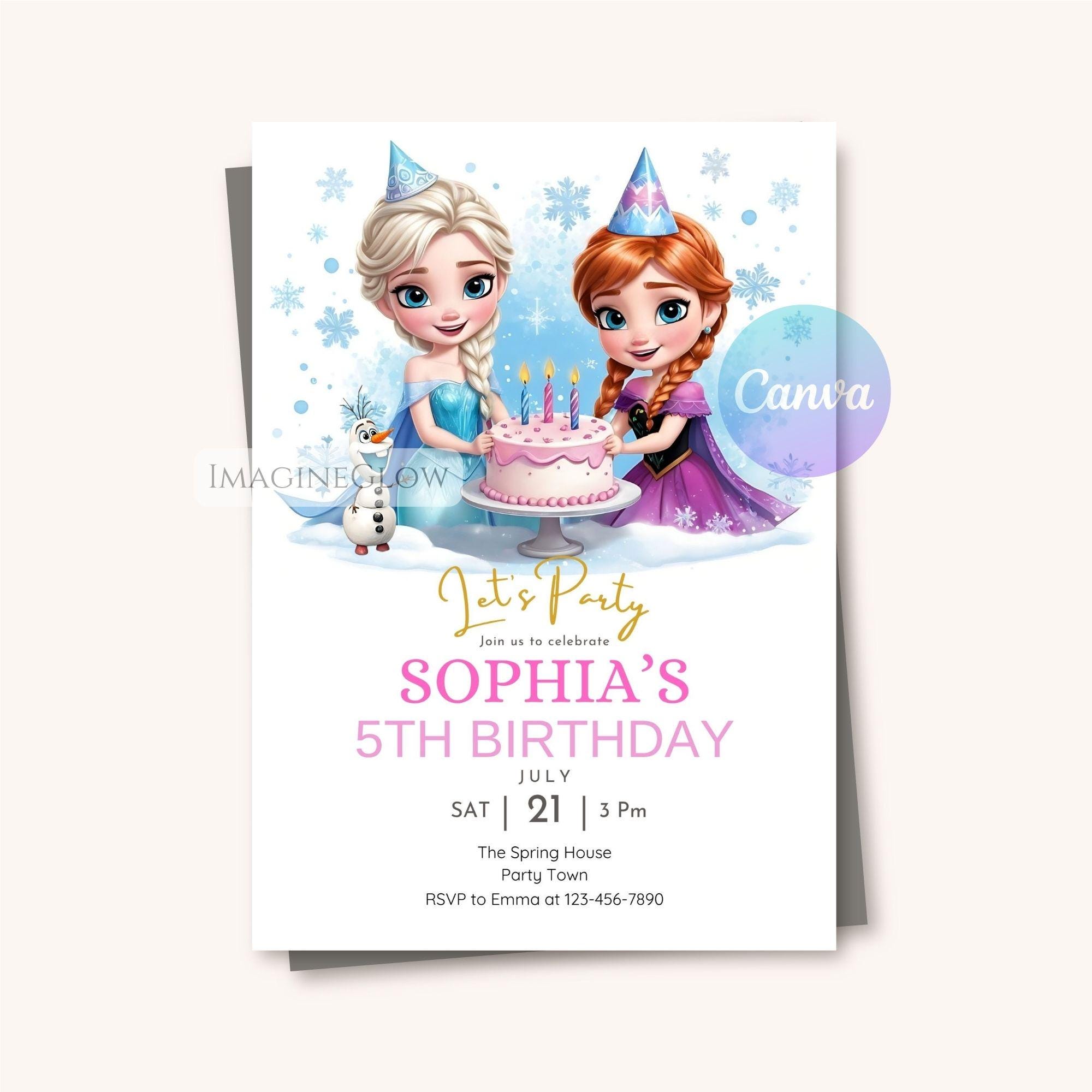 Frozen Birthday Invitation: Elsa Anna Olaf Princess Party Printable ...