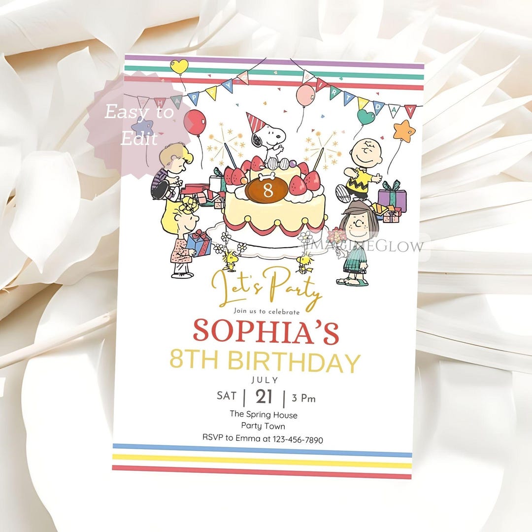 Snoopy Birthday Invitation - Peanuts Woodstock Party Invite - Etsy