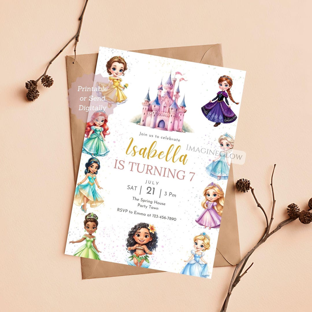 Princess Birthday Invitation: Fairy Tale Castle, Royal Party Invite ...