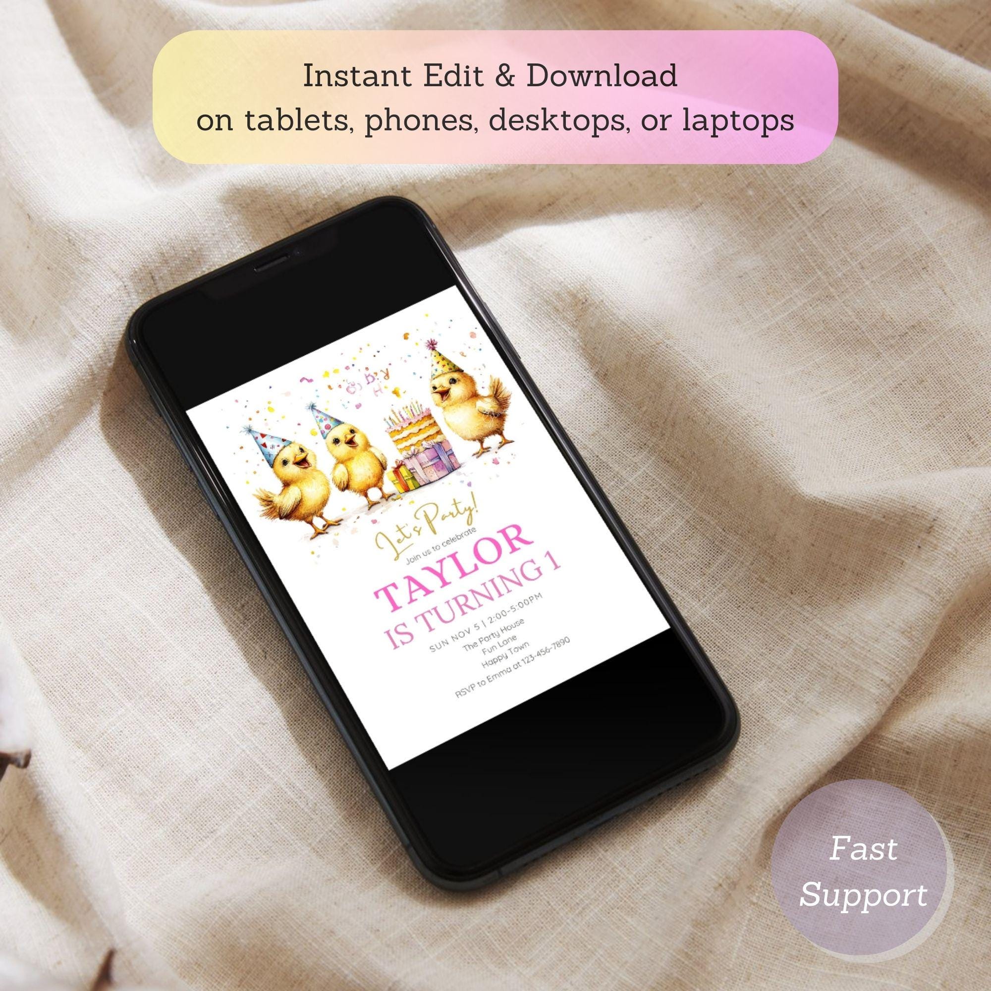 Chick Birthday Invitation Farm Animal Party Invite Baby Chick Birthday ...