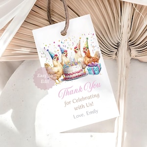Chicken Favor Tags Printable Gift Tags Hen Birthday Tags Chick Baby ...