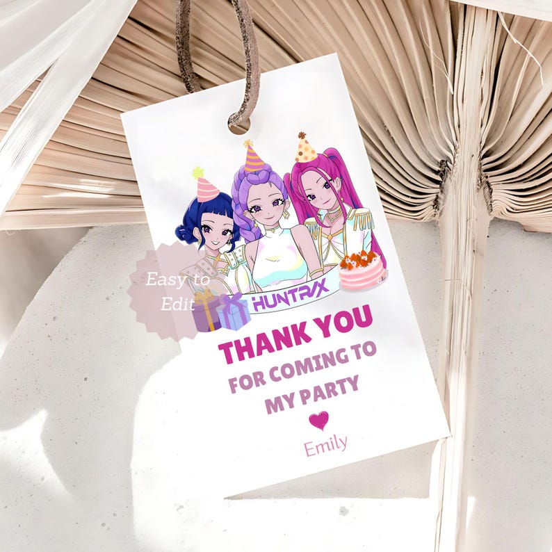 KPOP Demon Hunters Thank You Tags, HUNTRIX Kpop Demon Hunters Printable ...