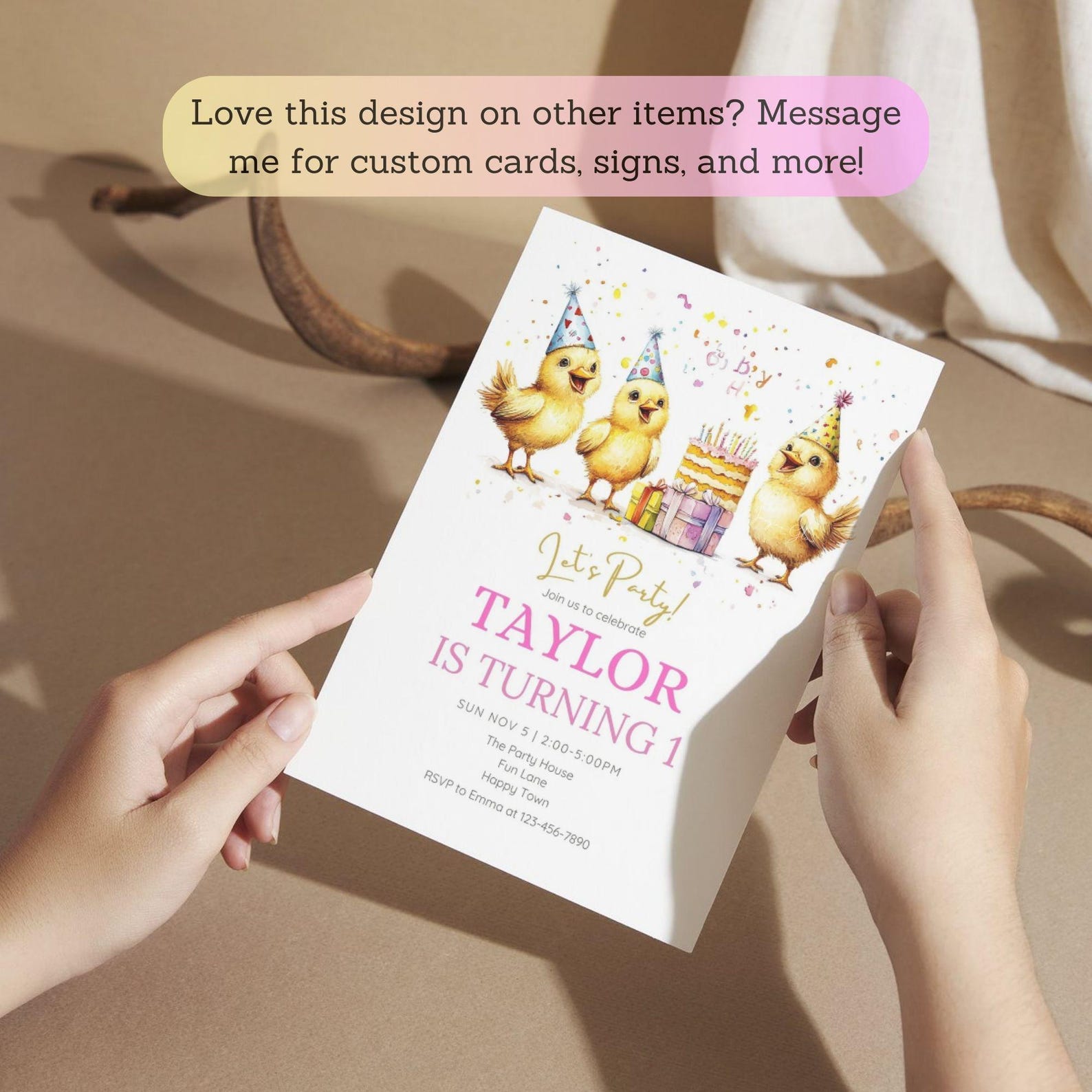 Chick Birthday Invitation Farm Animal Party Invite Baby Chick Birthday ...