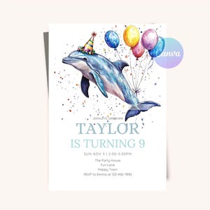 Dolphin Birthday Invitation: Ocean Theme Party (digital Download) - Etsy