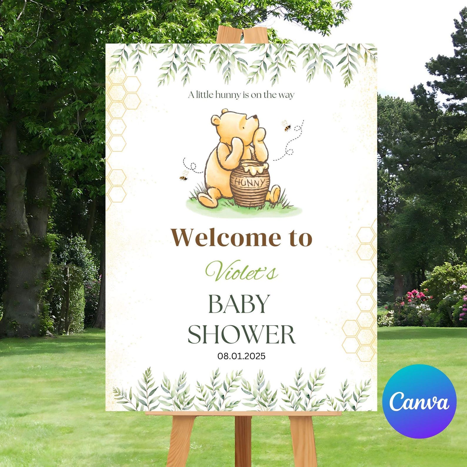 Winnie the Pooh Baby Shower Welcome Sign: Forest Theme (digital ...