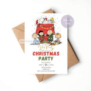 Snoopy Christmas Party Invitation, Peanuts Birthday Party Invite ...