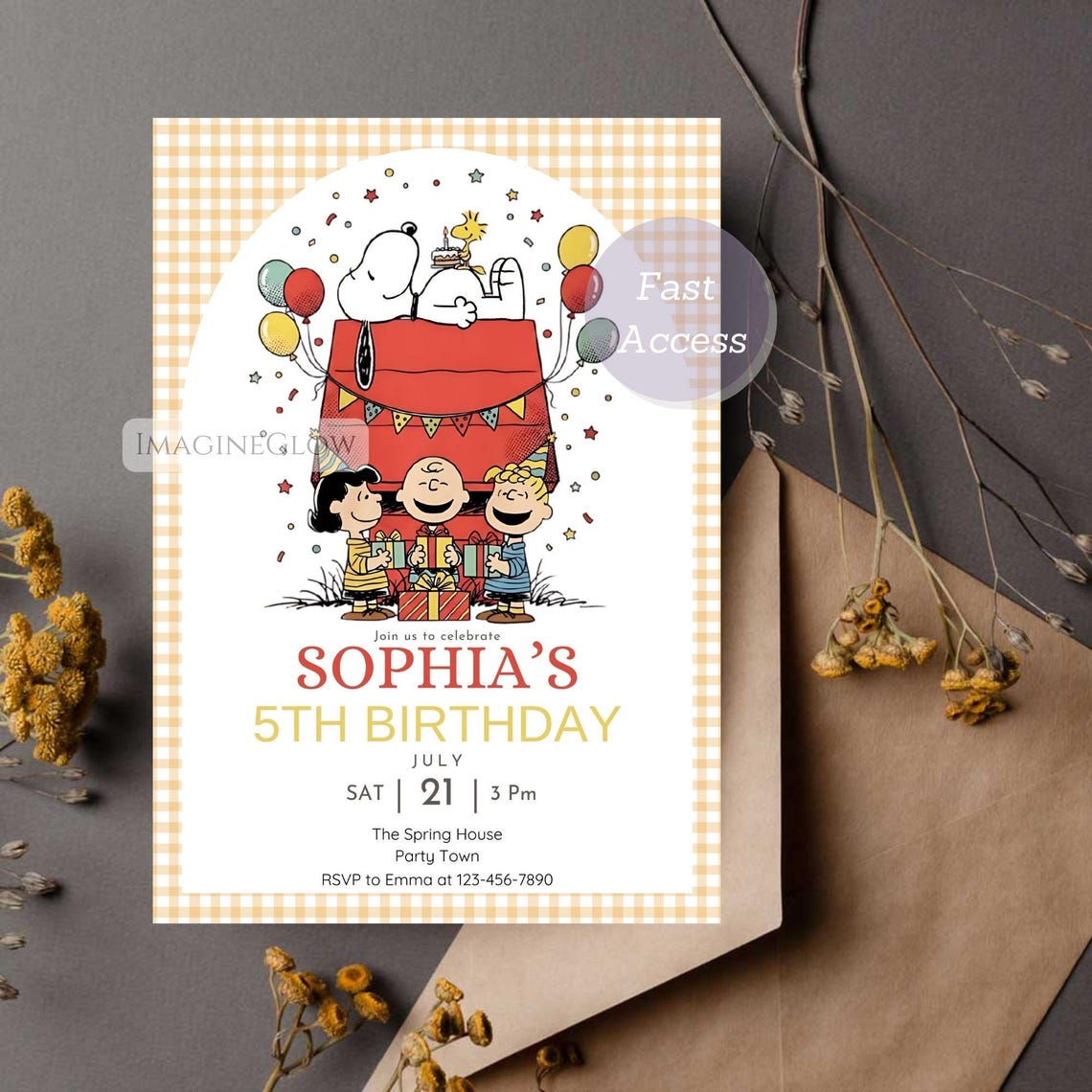 Snoopy Birthday Invitation: Editable Peanuts Dog Party Invite Template ...