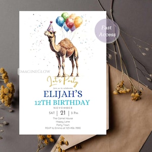 Camel Birthday Invitation: Desert Safari Party, Arabian Theme (digital ...