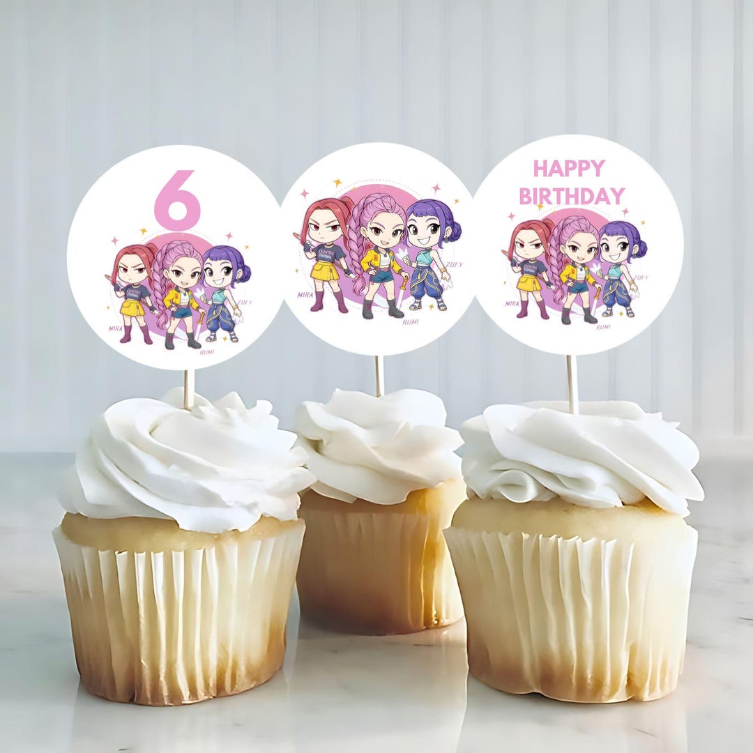 HUNTRIX Kpop Cupcake Toppers: Birthday Party Decor Printable Template ...