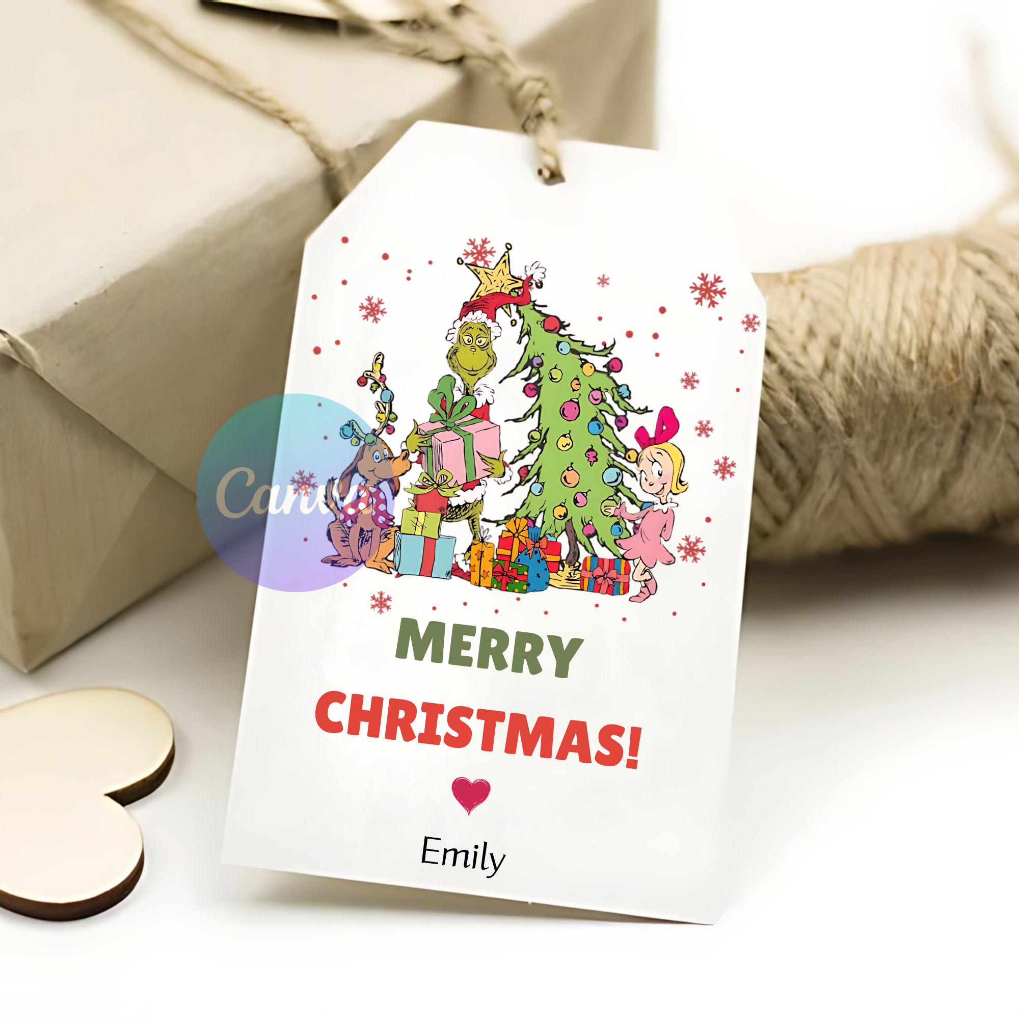Grinch Christmas Gift Tags - Editable & Printable Holiday Favor Tags - Etsy