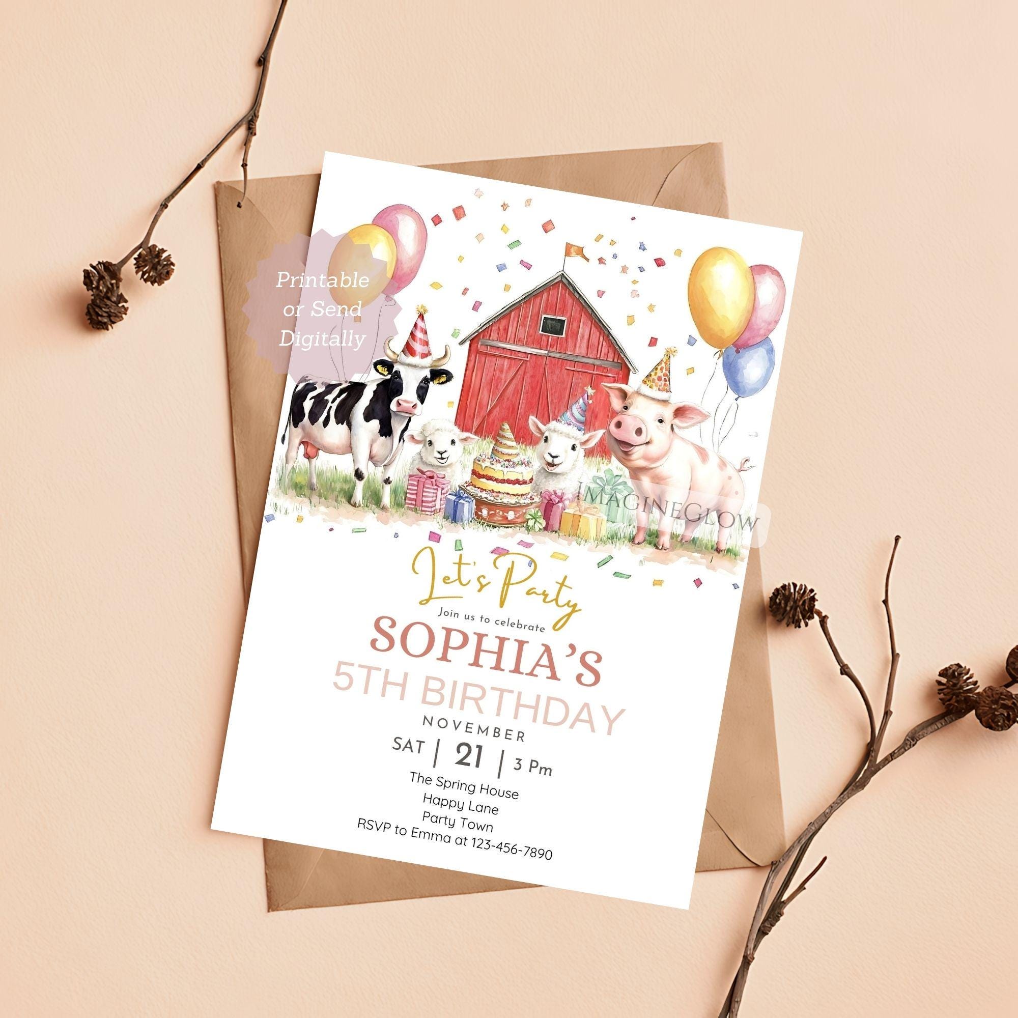 Farm Animals Birthday Invitation: Barnyard Party (digital Download) - Etsy