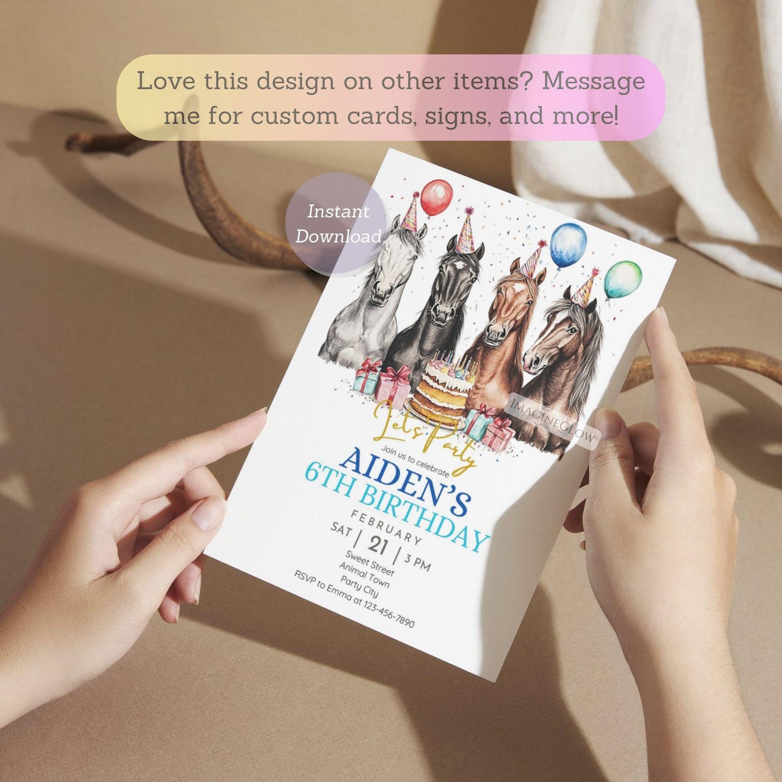 Horse Birthday Invitation: Equestrian Party, Boys Birthday (digital ...