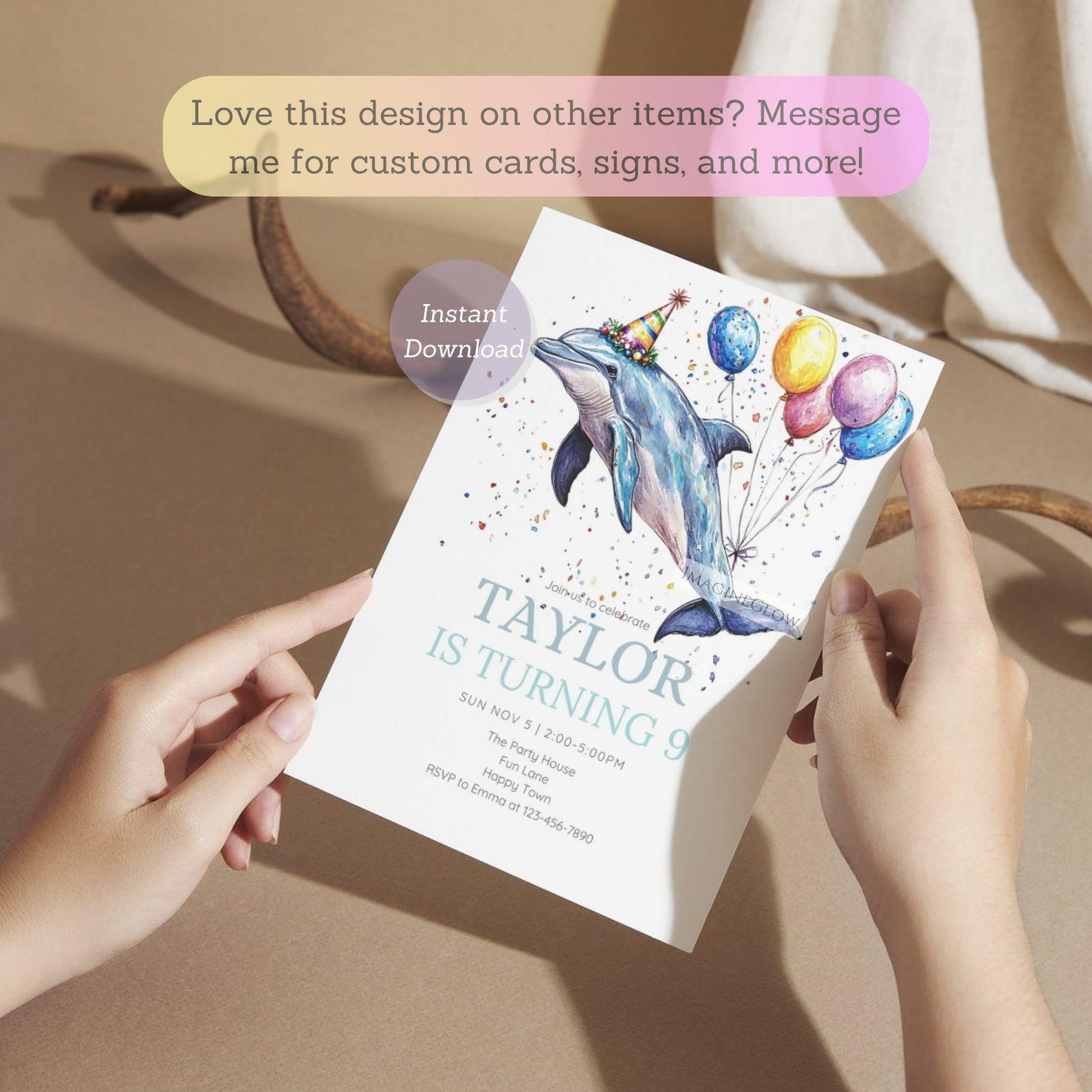 Dolphin Birthday Invitation: Ocean Theme Party (digital Download) - Etsy