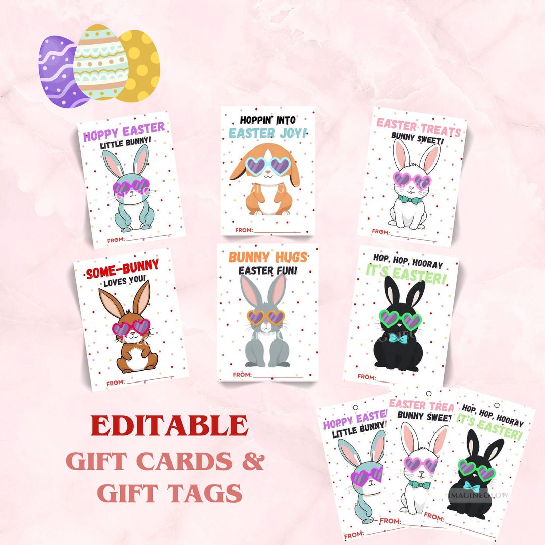 Bunny Easter Gift Tags Classroom Gift Tags Classmate Gift Card Birthday ...