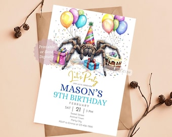 Spider Birthday Party Invitation Editable Template Tarantula Invite ...