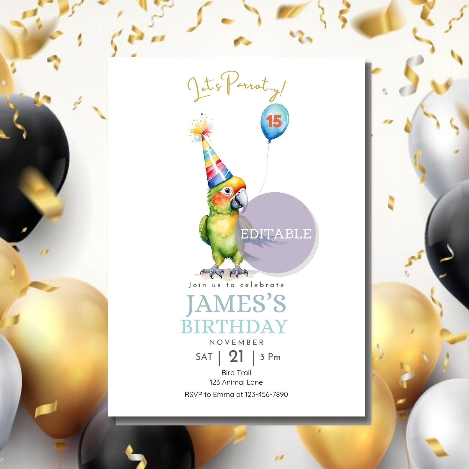 Parrot Birthday Invitation Template: Tropical Party (digital Download ...