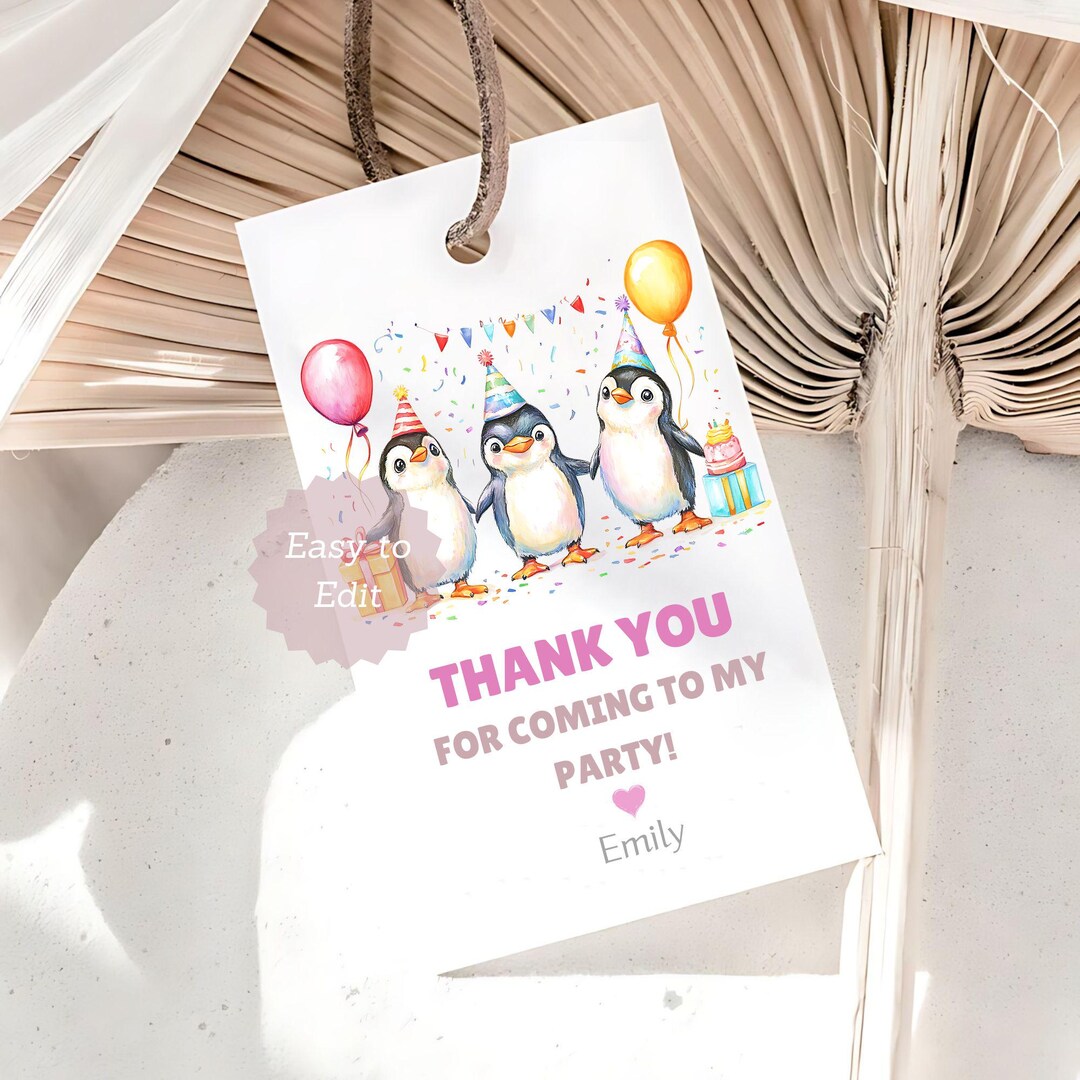 Penguin Birthday Favor Tags: Winter Wonderland Party Decorations ...