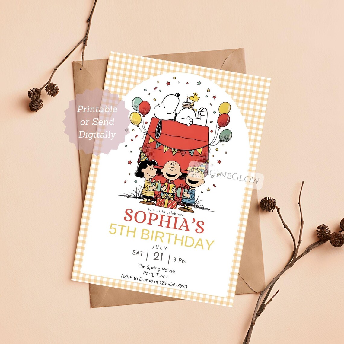 Snoopy Birthday Invitation: Editable Peanuts Dog Party Invite Template ...