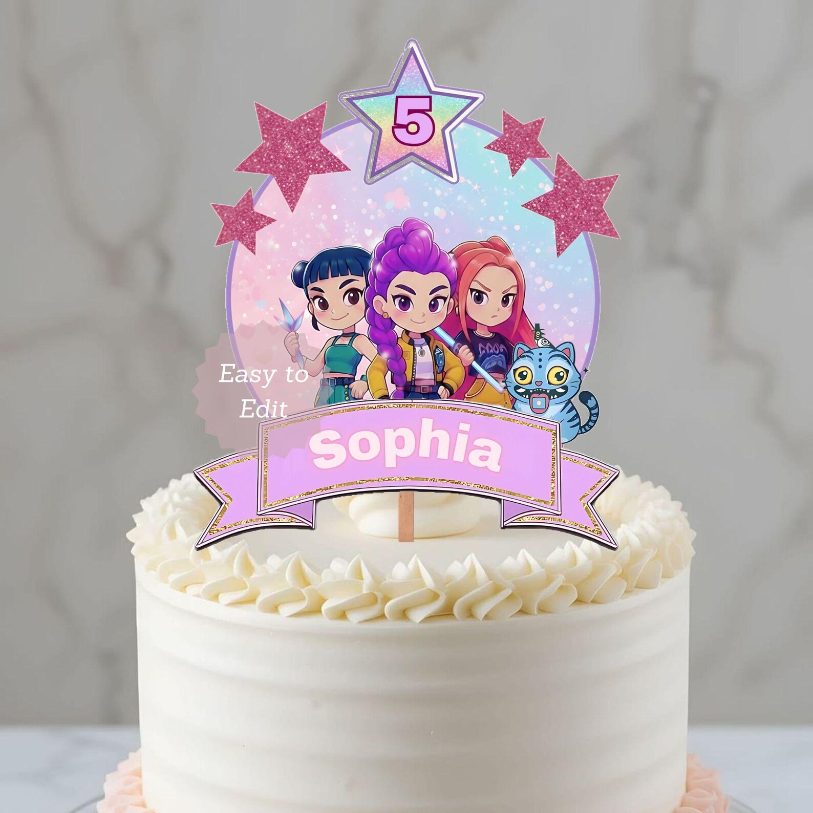 KPOP Cake Toppers, HUNTRIX Editable Girl Party Favor - Etsy