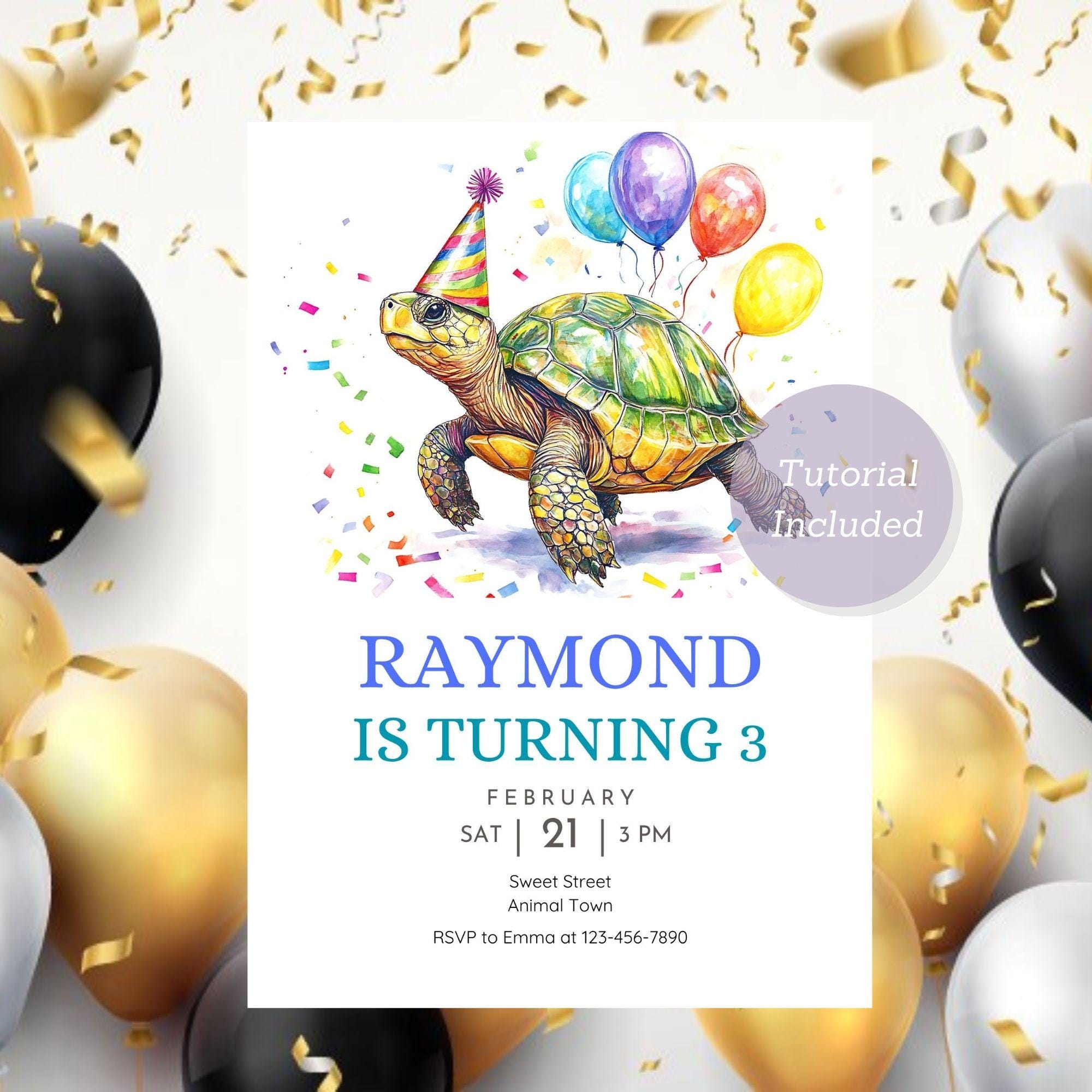Turtle Birthday Invitation Cute Turtle Party Invitation Ocean Theme ...