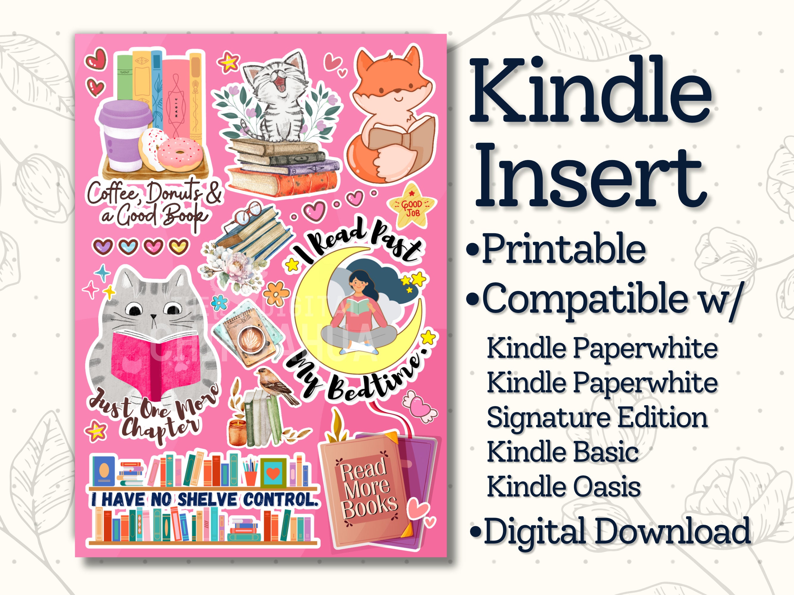 Kindle Case Insert Printable for Kindle Paperwhite Basic Oasis, Booktok ...