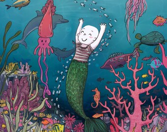 Mermaid Vintage Style Illustration Art Print - Etsy